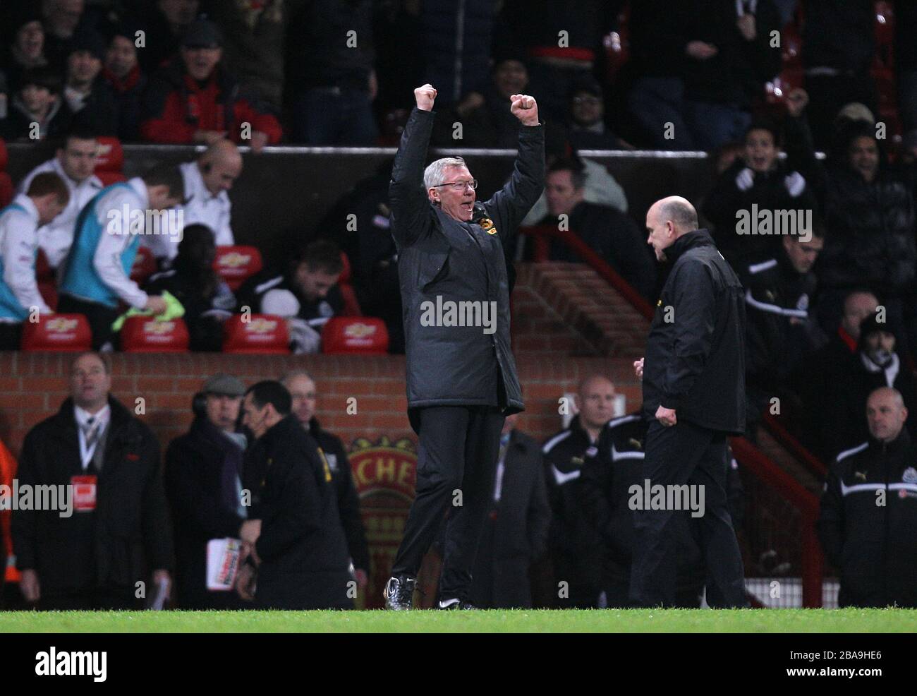 Manchester United manager Sir Alex Ferguson celebrates victory on the ...
