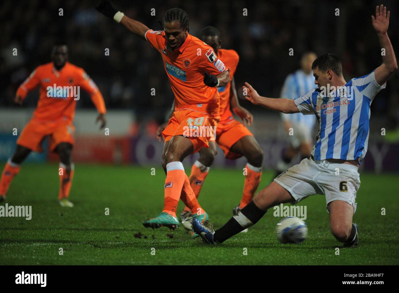 Huddersfield towns anthony gerrard and blackpools nathan delfouneso ...