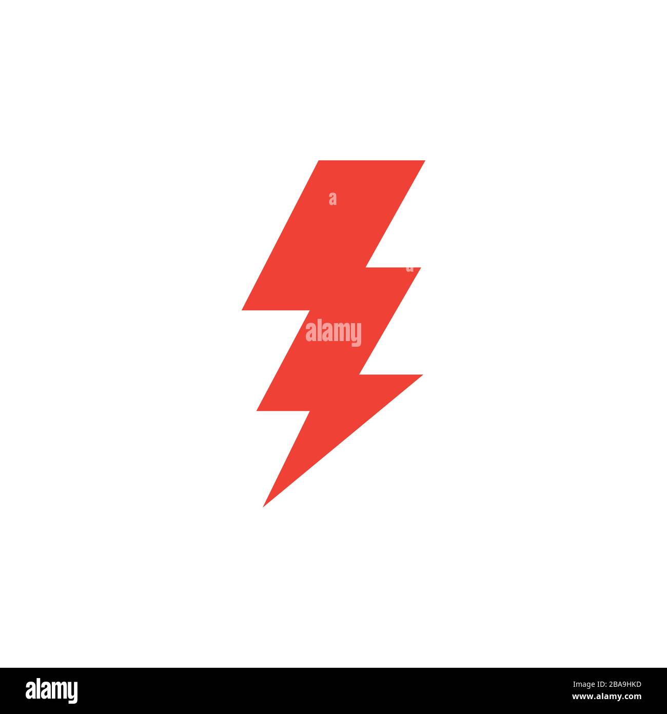 Thunderbolt Red Icon On White Background. Red Flat Style Vector ...
