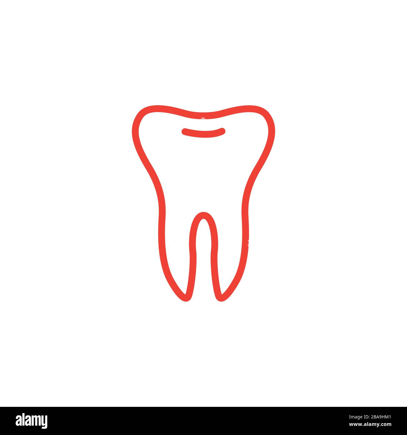 Tooth Line Red Icon On White Background. Red Flat Style Vector ...