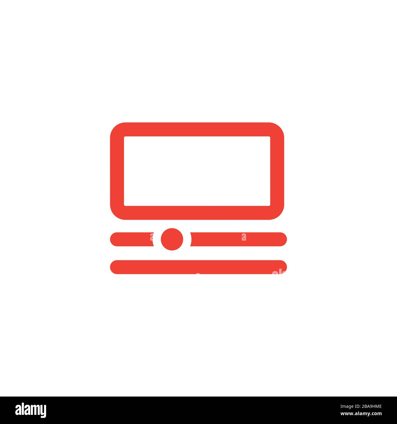 Vintage Computer Red Icon On White Background. Red Flat Style Vector ...