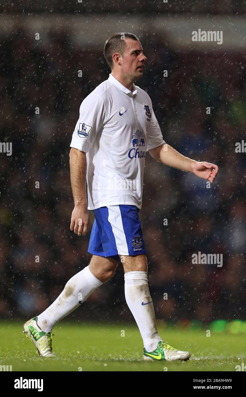 Everton's Darron Gibson leaves the field of play after being shown the ...