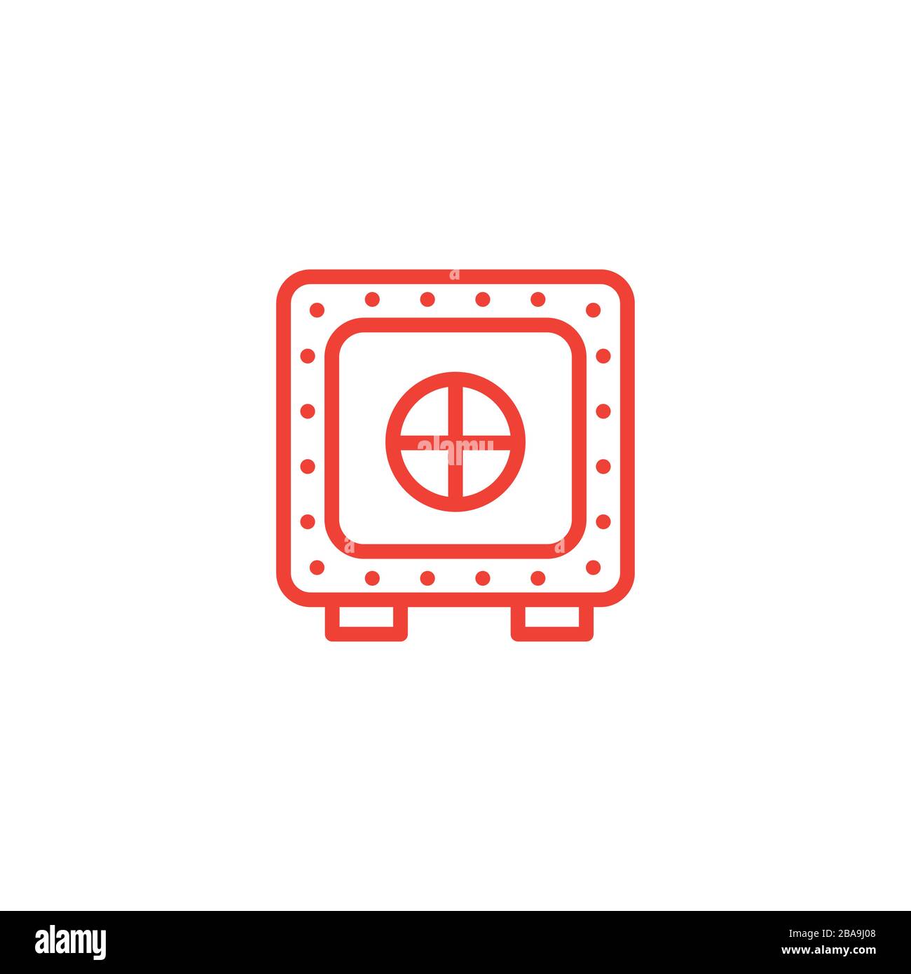 Vault Line Red Icon On White Background. Red Flat Style Vector ...