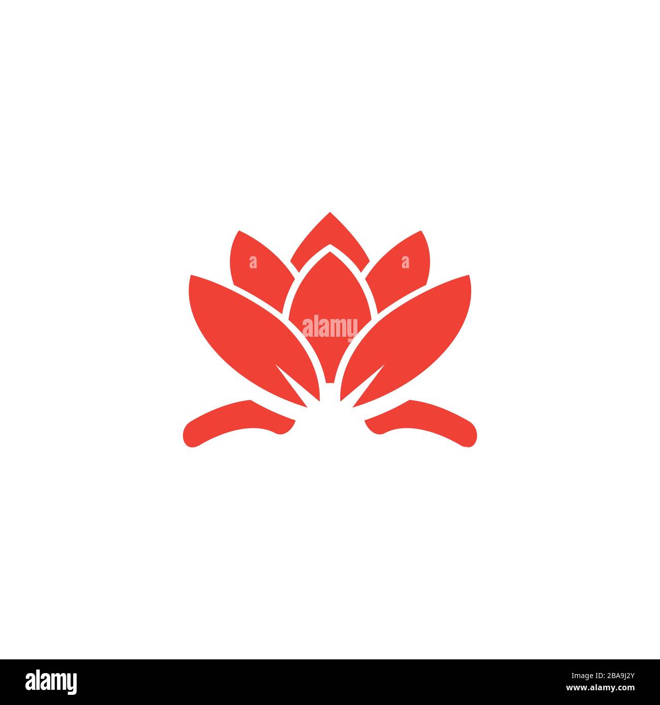 Water Lily Red Icon On White Background. Red Flat Style Vector ...