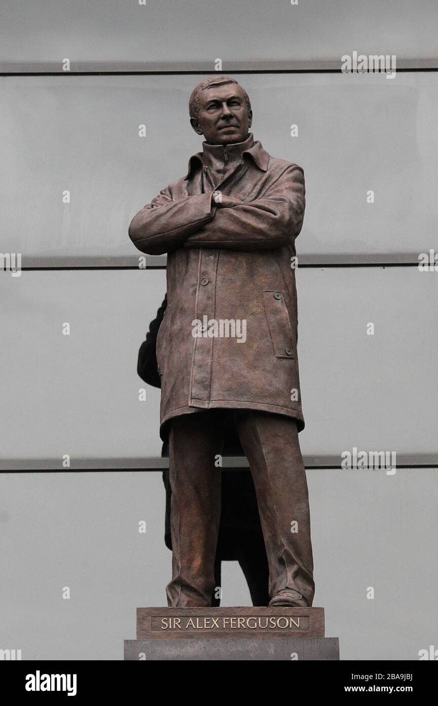 A bronze statue by by sculptor Philip Jackson of Manchester United's ...