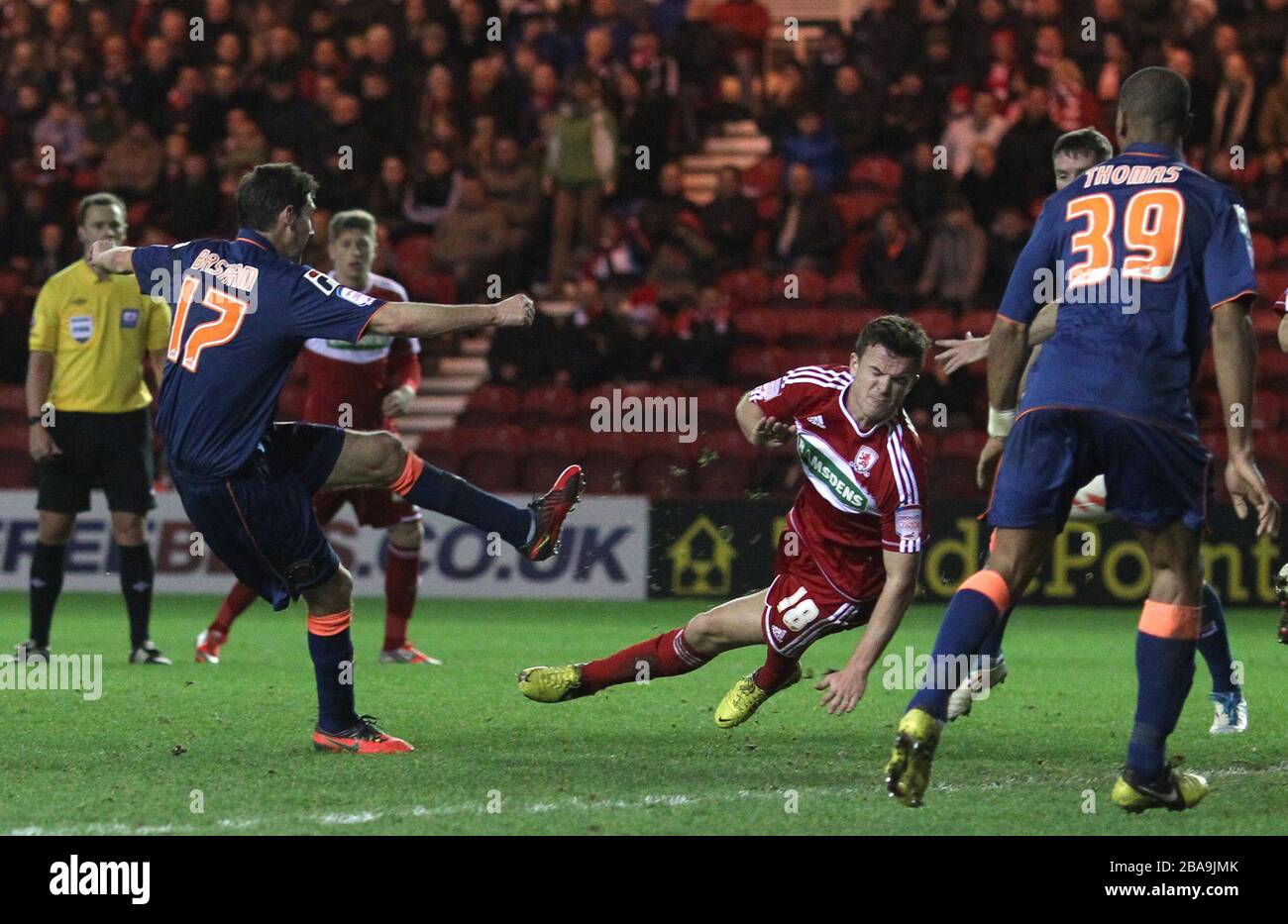 Blackpool's Chris Basham scores their second goal of the game Stock ...