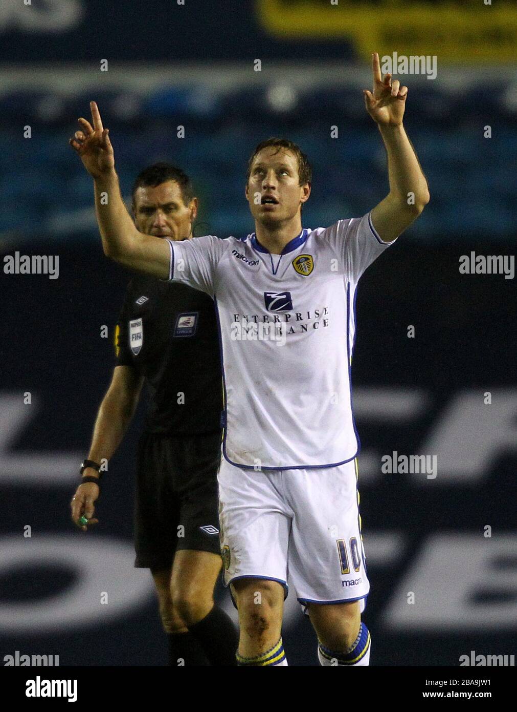 Leeds United's Luciano Becchio celebrates scoring the opening goal of ...