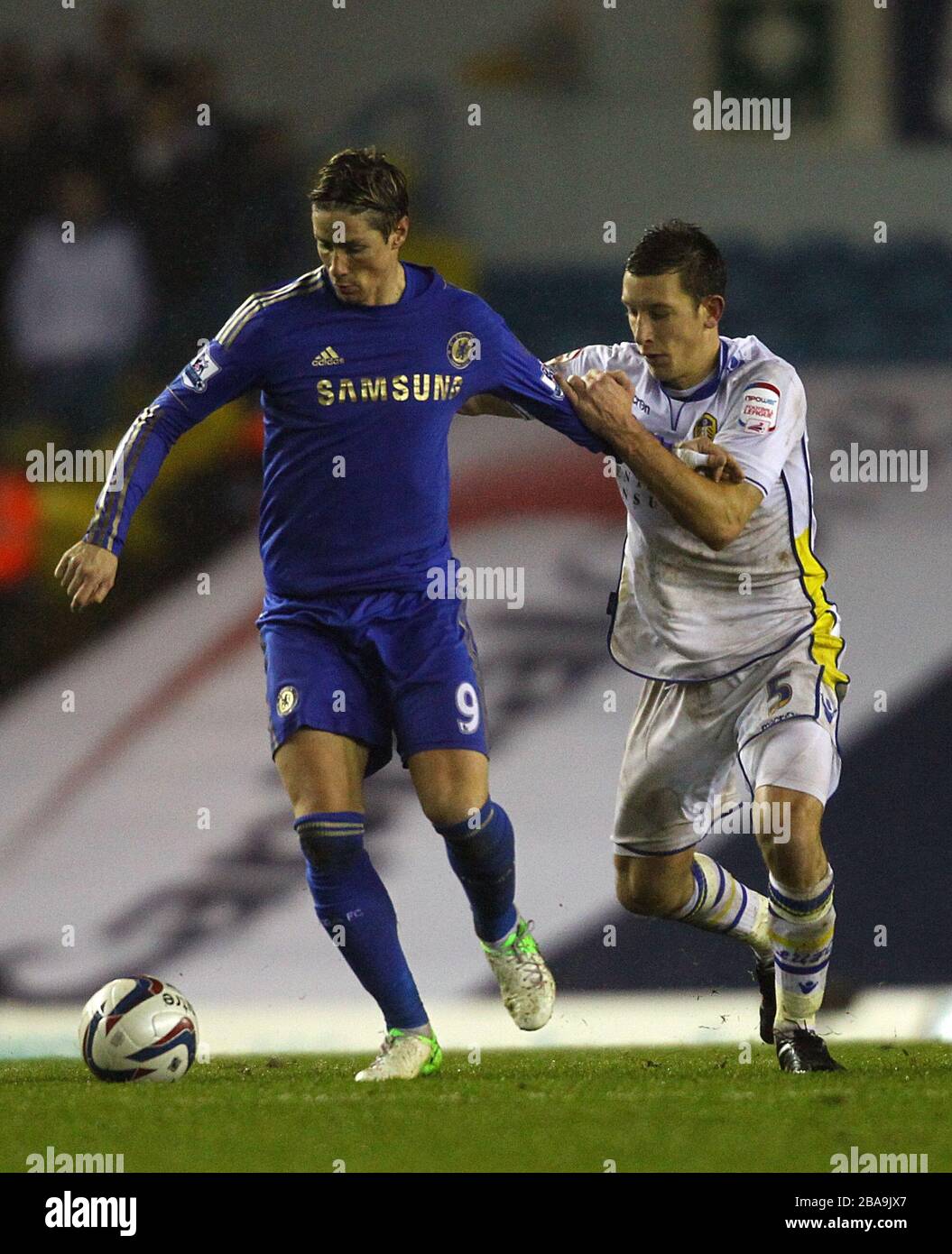 Leeds United's Jason Pearce (right) and Chelsea's Fernando Torres ...