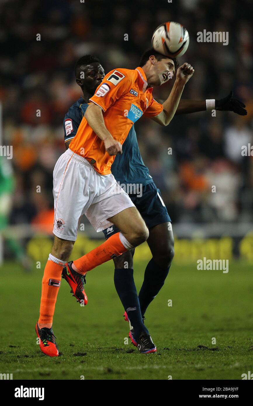 Blackpool's Chris Basham and Wolverhampton Wanderers' Bakary Sako Stock ...