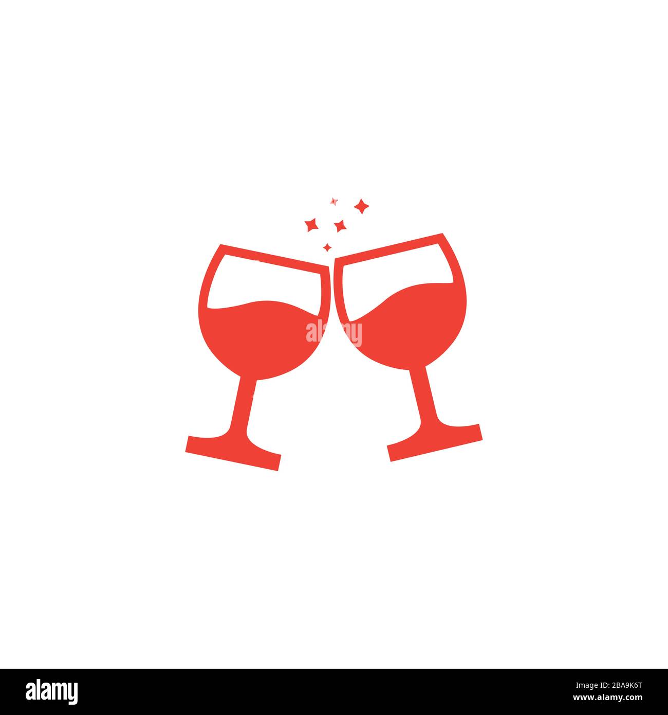Wine Glasses Toast Red Icon On White Background. Red Flat Style Vector ...