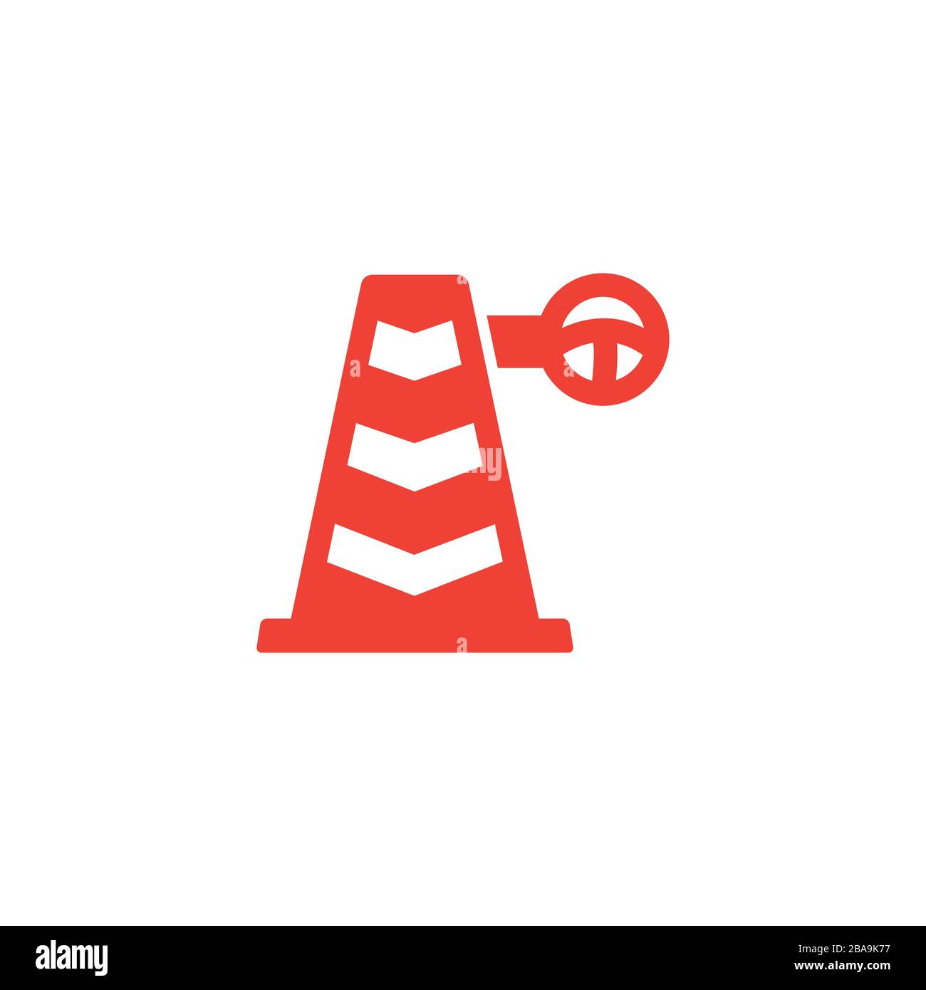 Traffic Cone Red Icon On White Background. Red Flat Style Vector ...