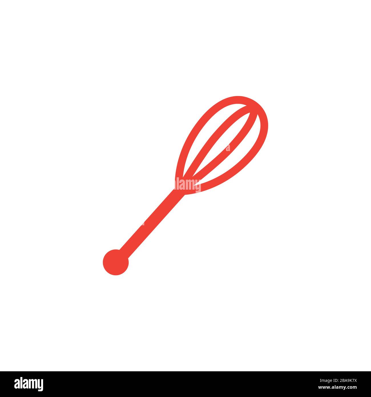 Whisk Red Icon On White Background. Red Flat Style Vector Illustration ...