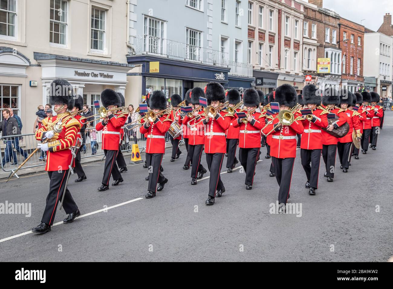 Band of the Coldstream Guards leads the old guard back to barracks ...