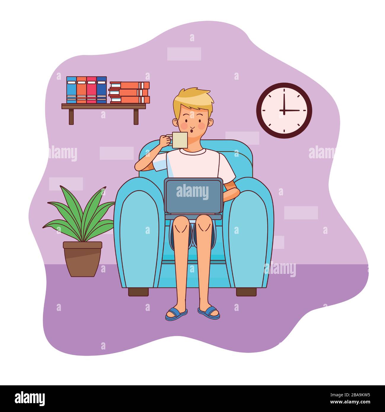 work at home man character Stock Vector Image & Art - Alamy