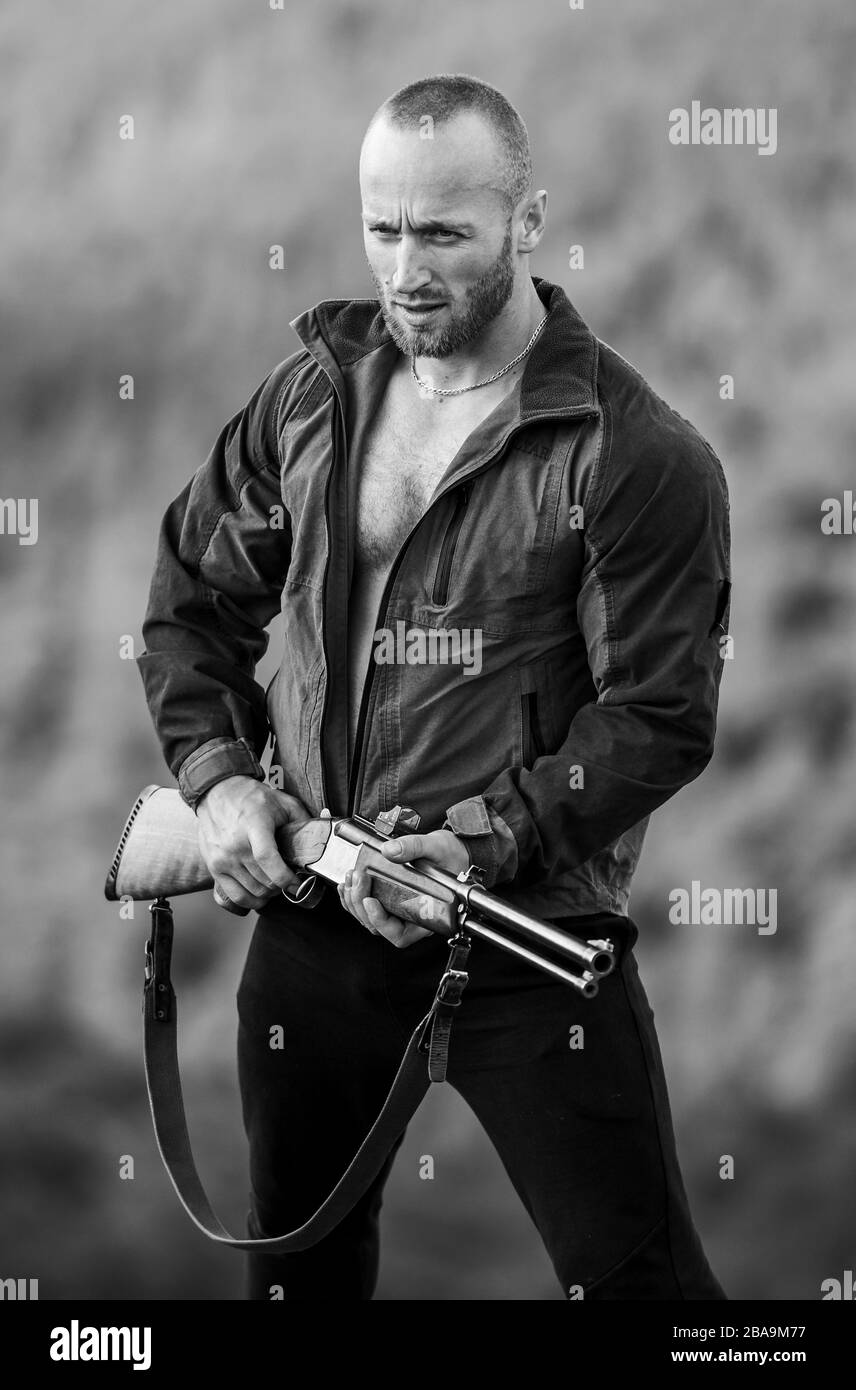 man ready to fire. soldier in the field. polygon. army forces. sniper ...