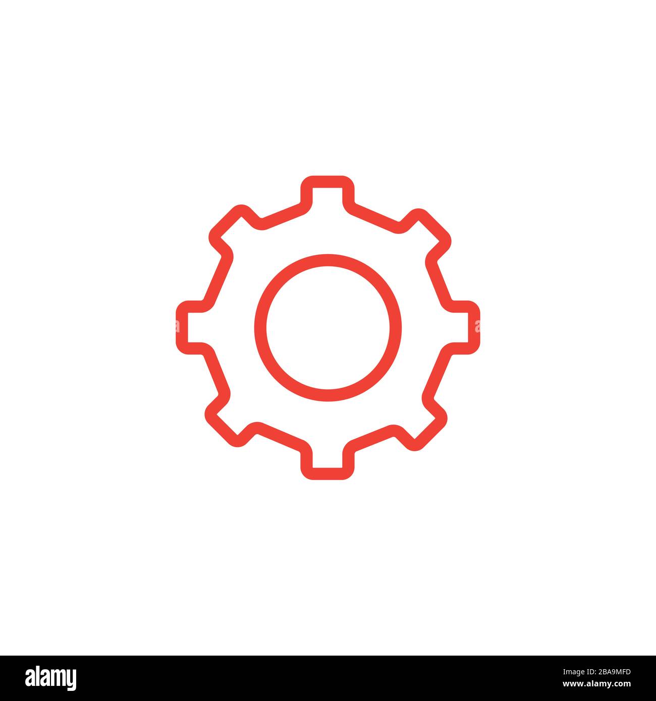 Gear Line Red Icon On White Background. Red Flat Style Vector ...