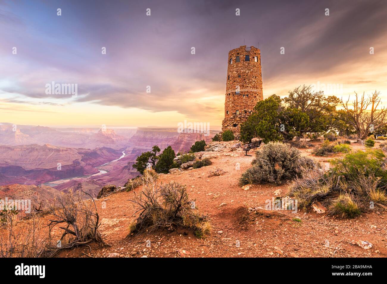 Desert View Watchtower at the Grand Canyon, Arizona, USA Stock Photo ...