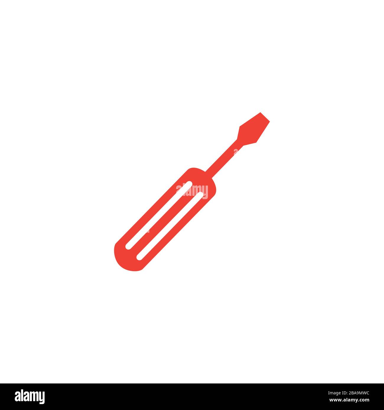 Screwdriver Red Icon On White Background. Red Flat Style Vector ...