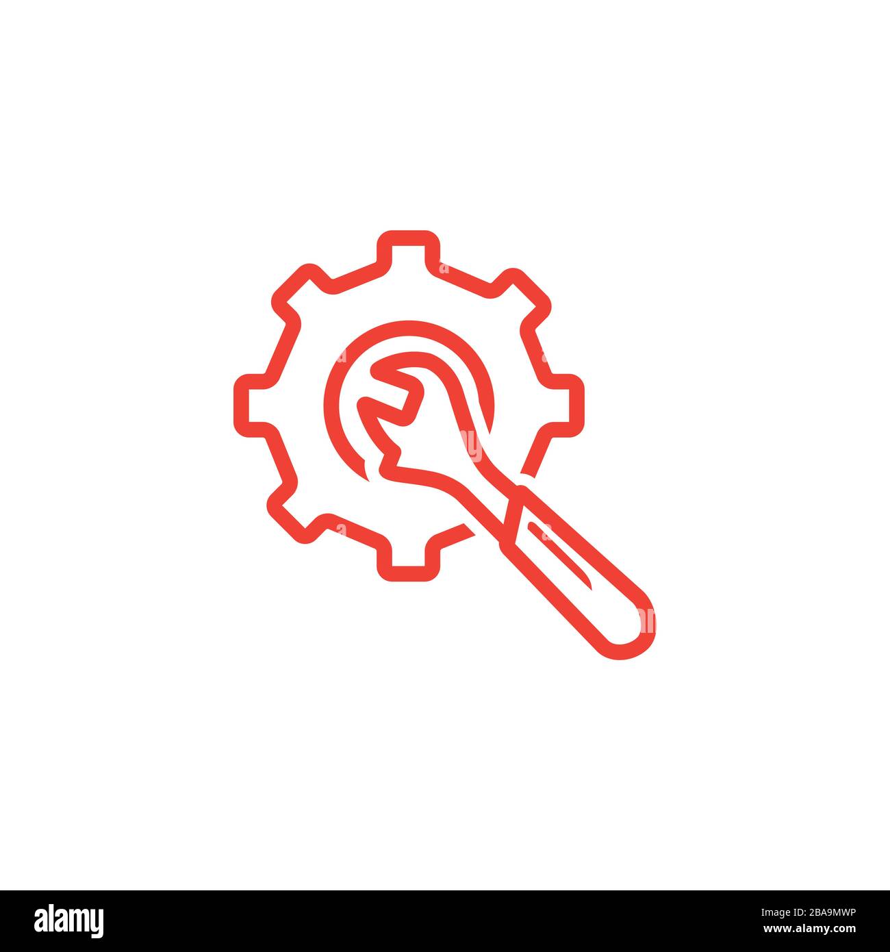 Service Tools Red Line Icon On White Background. Red Gear Wheel ...