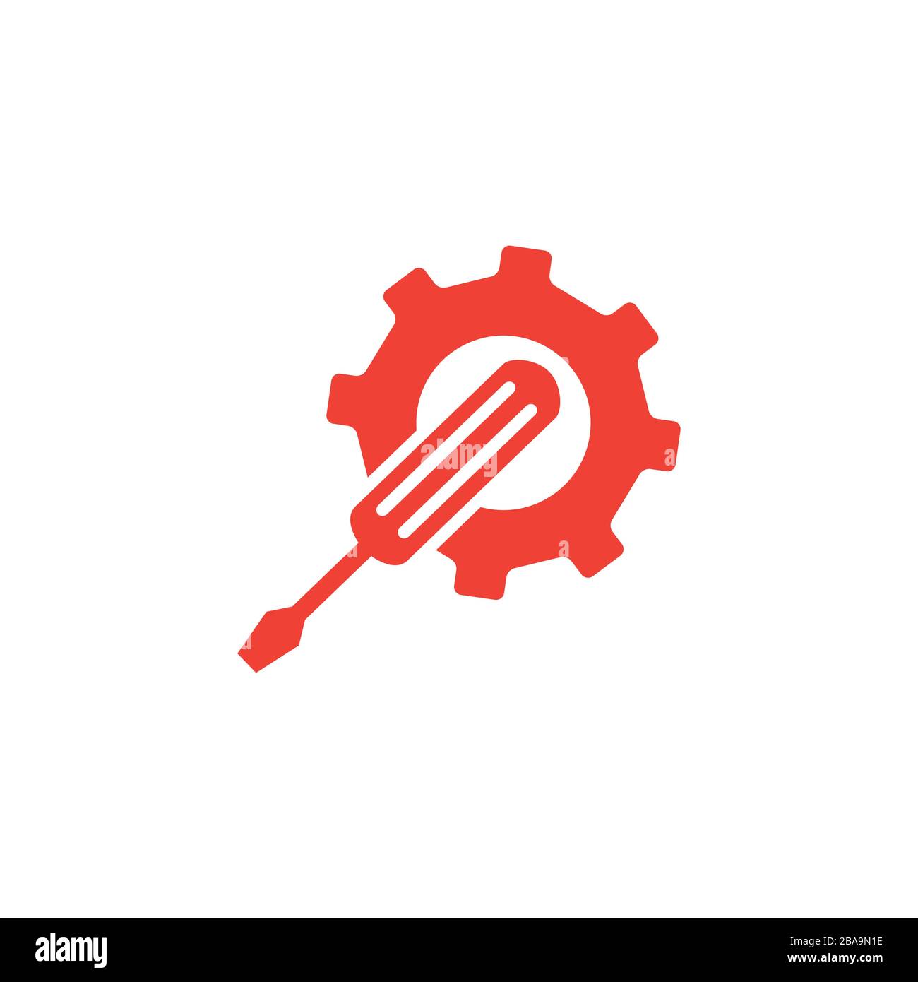 Service Tools Red Icon On White Background. Red Gear Wheel & Hammer ...