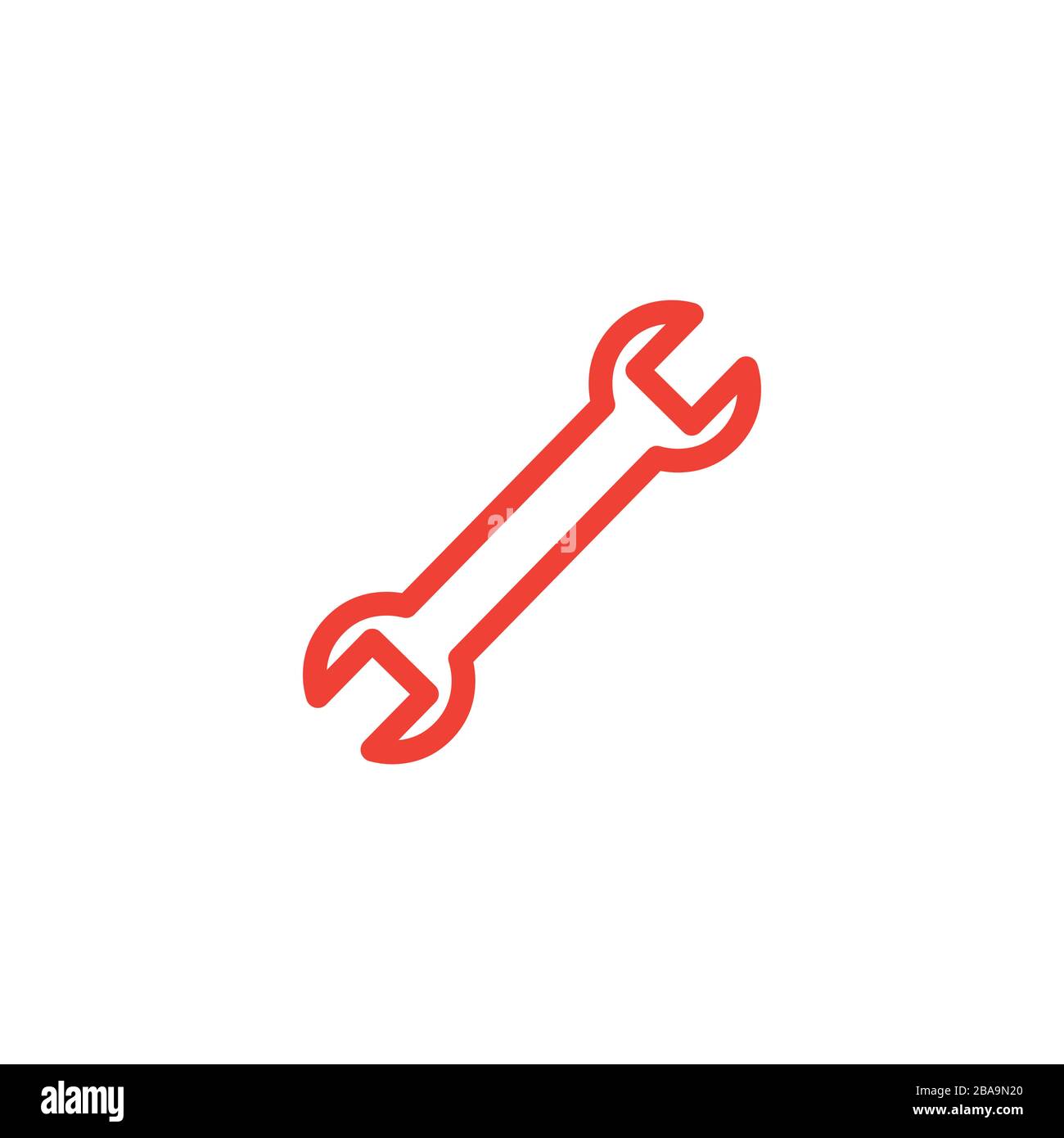 Wrench Line Red Icon On White Background. Red Flat Style Vector ...