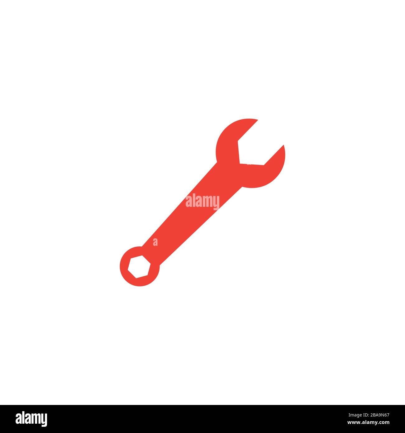 Wrench Red Icon On White Background. Red Flat Style Vector Illustration ...