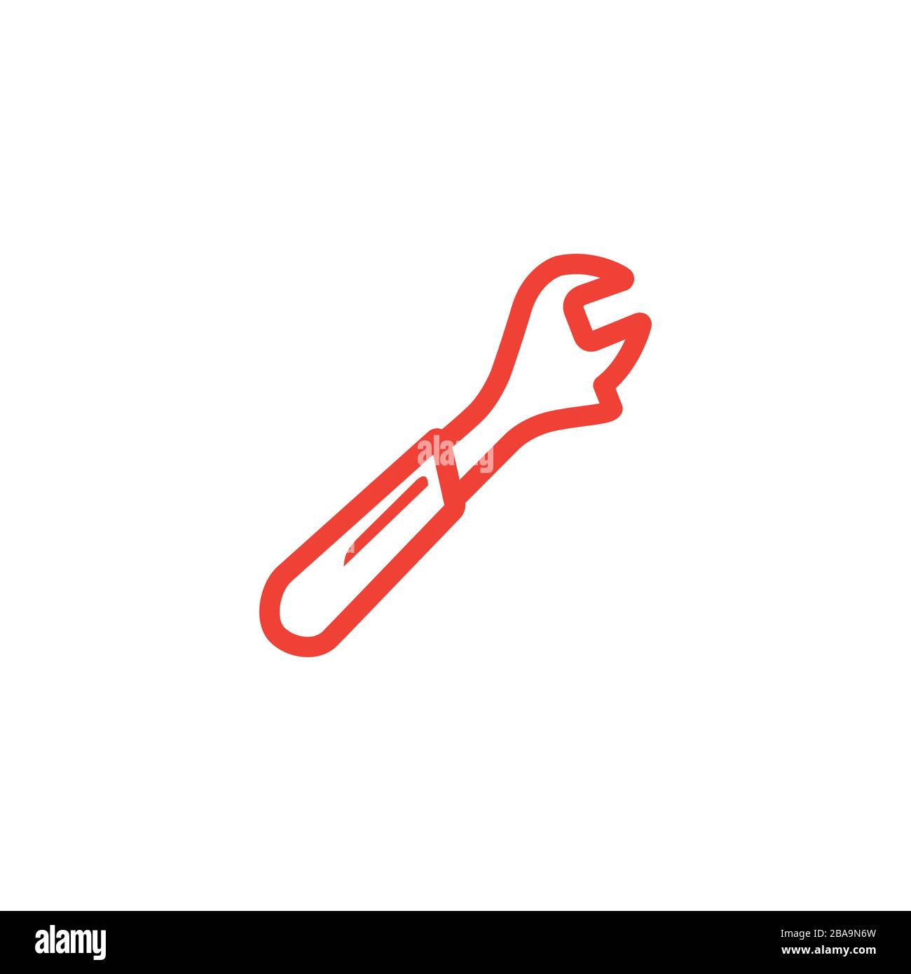 Wrench Line Red Icon On White Background. Red Flat Style Vector ...