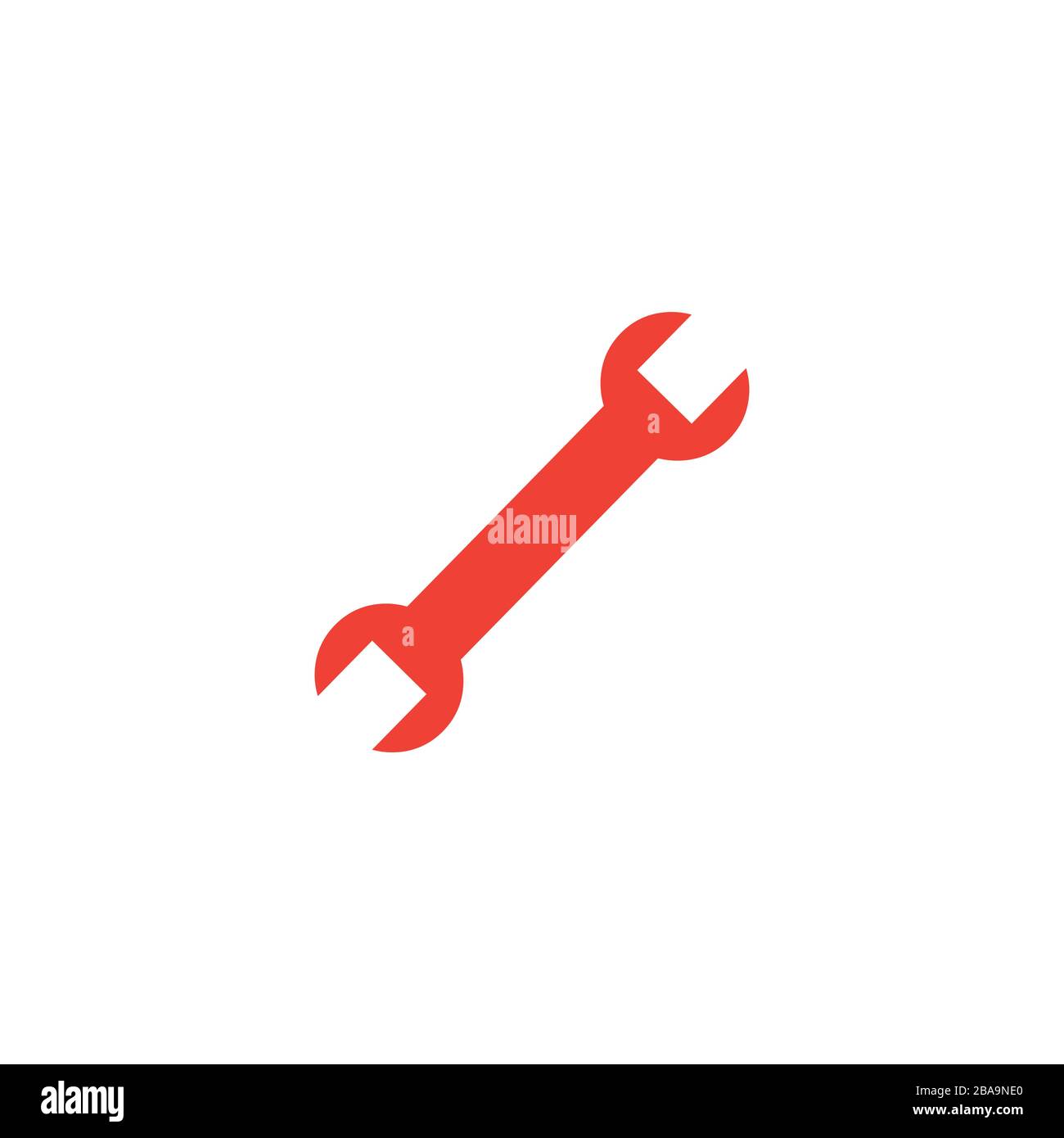Wrench Red Icon On White Background. Red Flat Style Vector Illustration ...