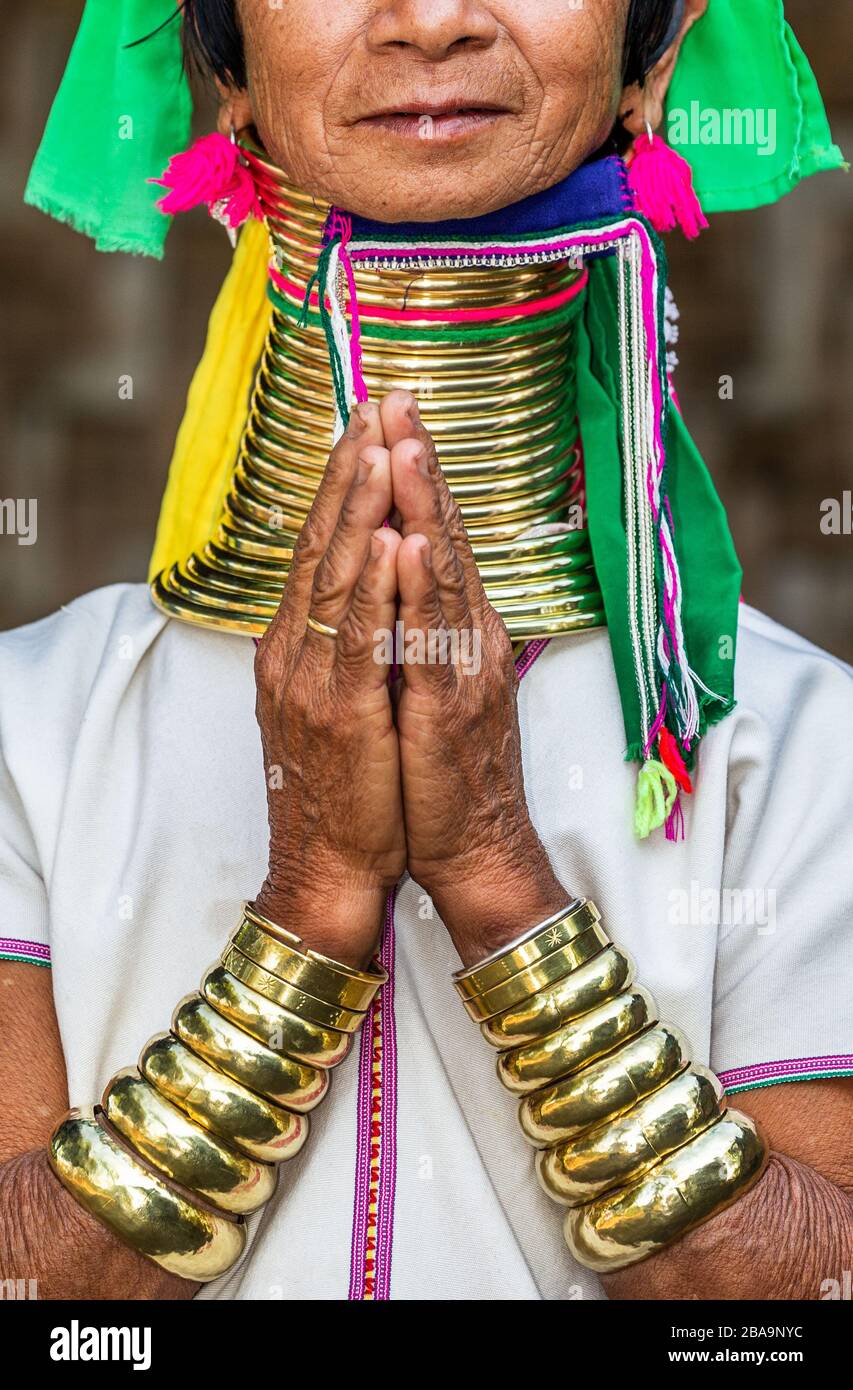 Elements of traditional female jewelry of the Padaung people (rings on ...