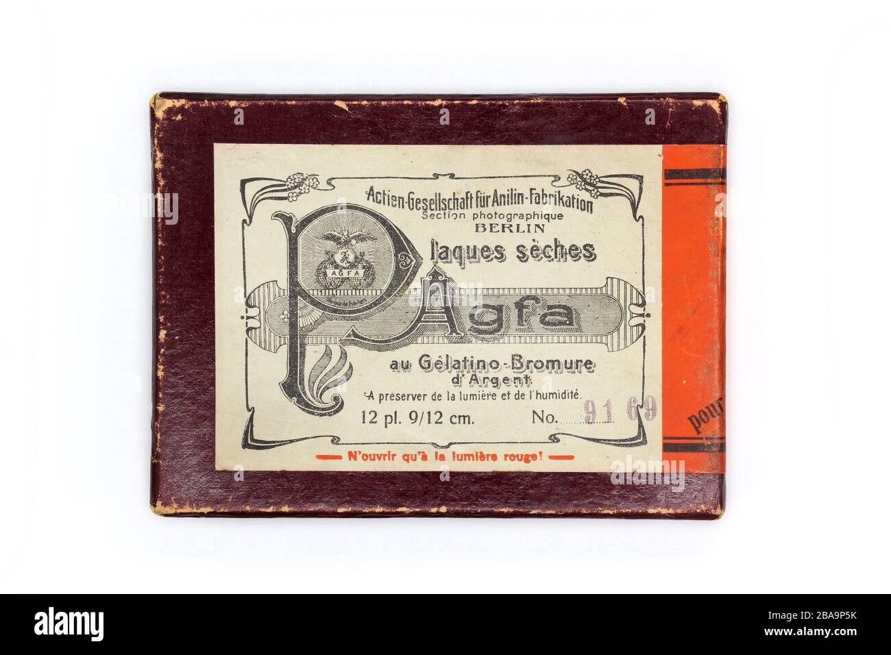 Old Agfa box of photographic glass plate negatives, isolated on white ...