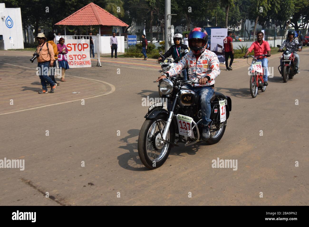 1950 AJS motorcycle with 5 fp and 1 cylinder engine. India WBM 1887 ...
