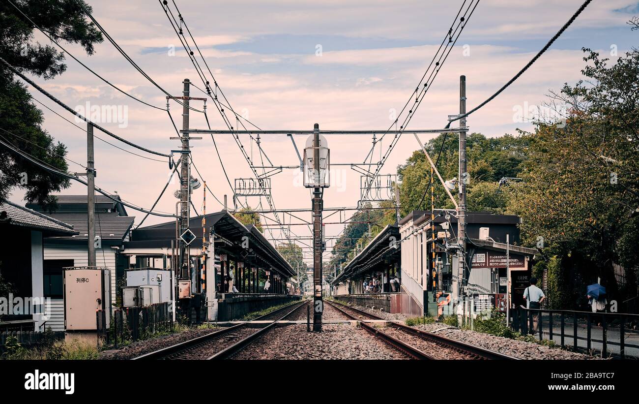 Kamakura train station view from railway track Stock Photo - Alamy