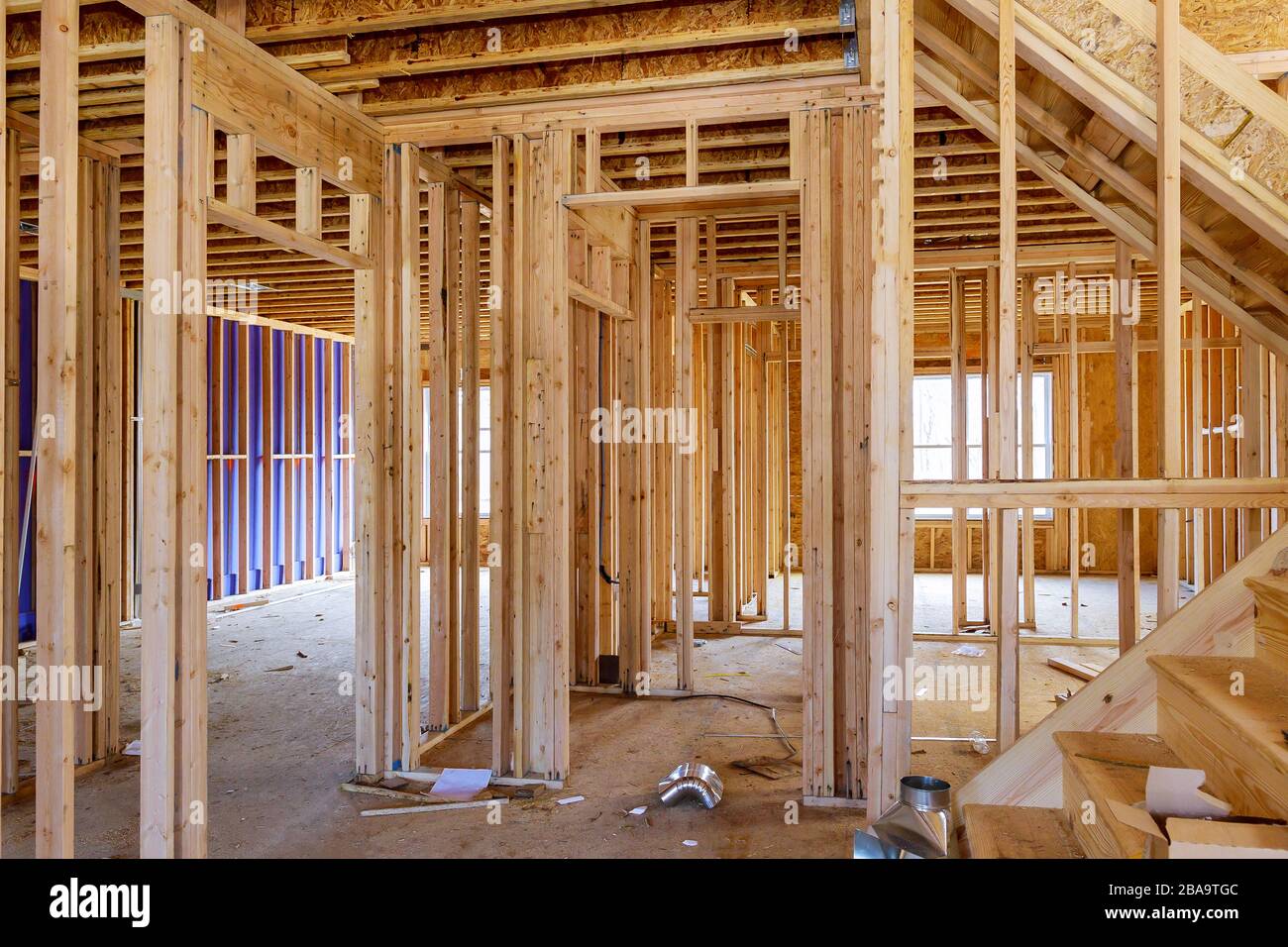 Framing beam of new house under construction home beam construction ...