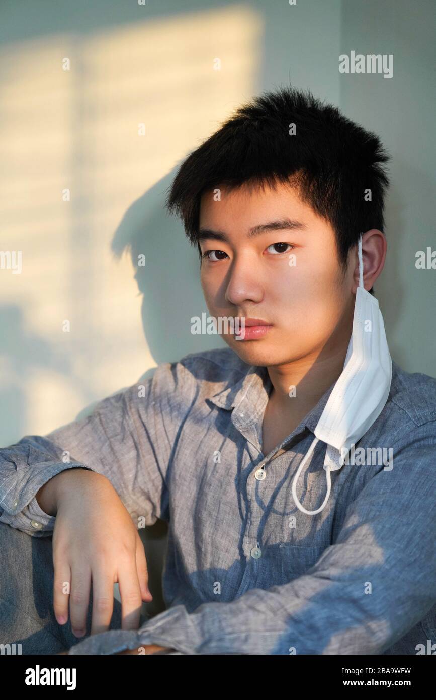 The boy wearing a mask Stock Photo - Alamy