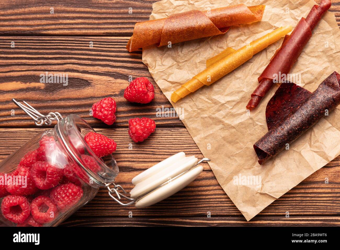 Sweet pureed fruit pastille. Natural sweets from dried berries and ...