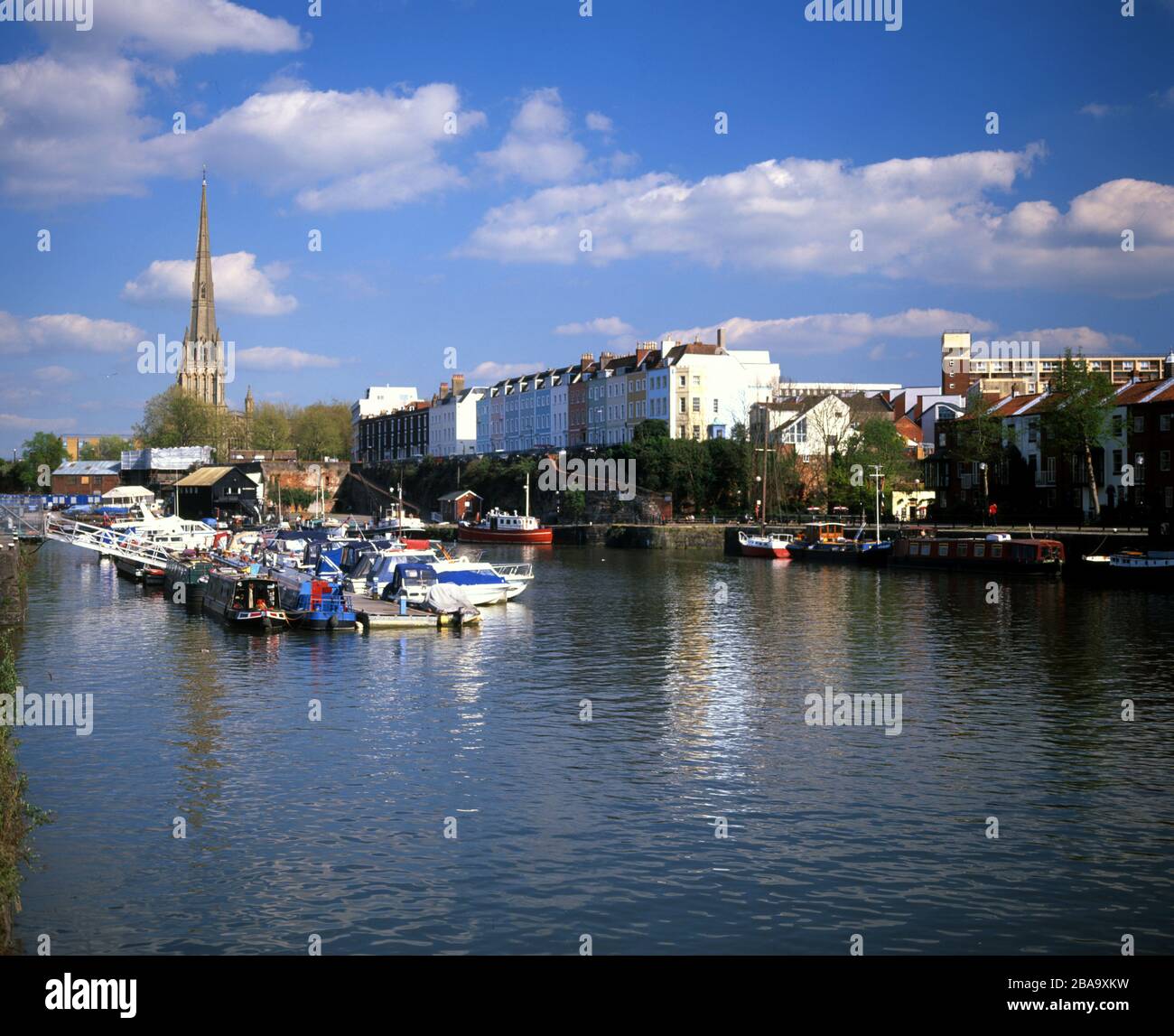 Floating Harbour with the coloured houses of Redcliffe Parade and St ...