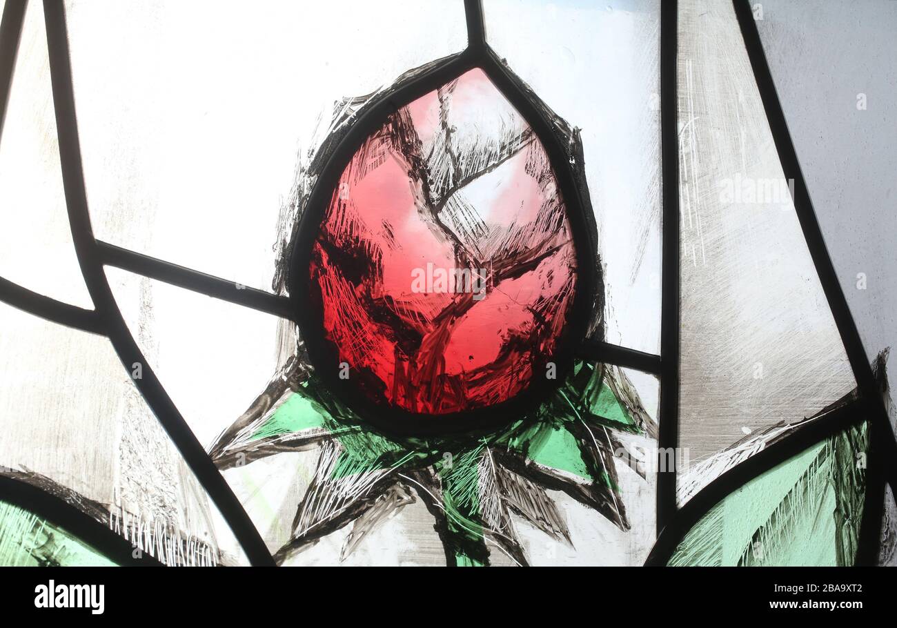 A sprout will sprout from the lichen stump, stained glass window by ...