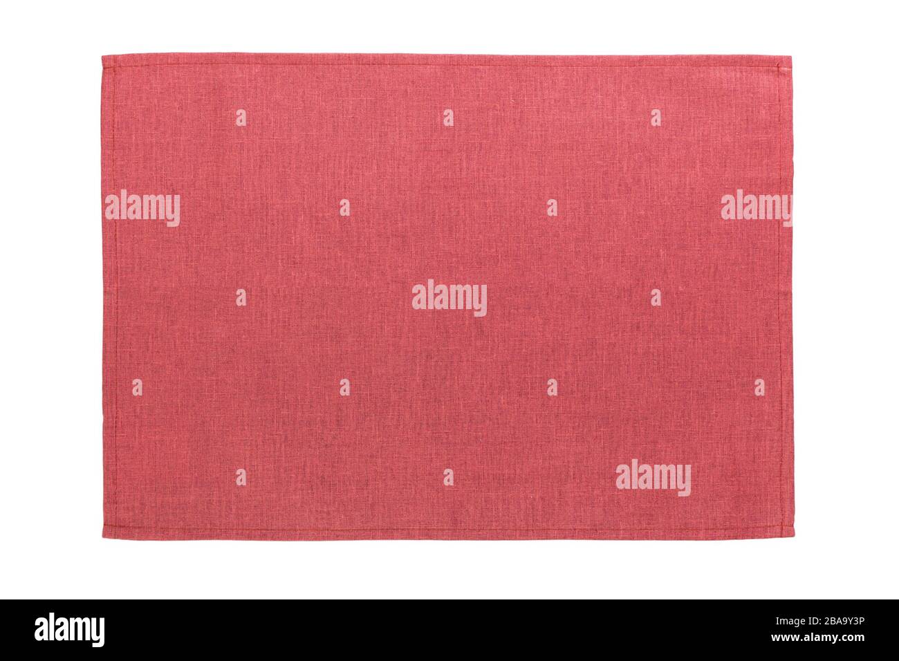 red cloth napkin isolated on white background top view with copy space ...