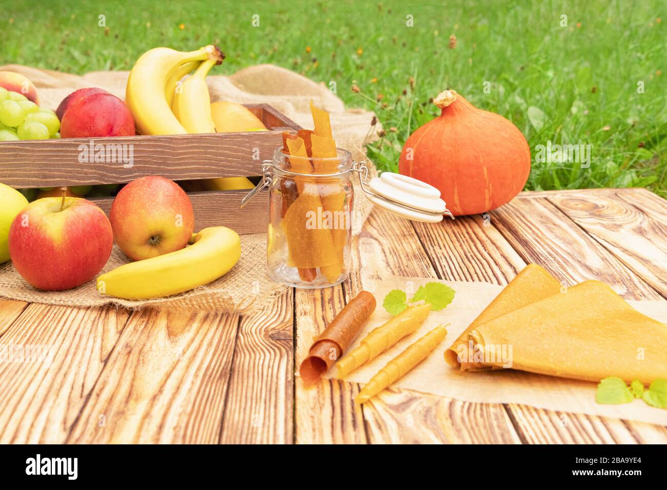 Sweet pureed fruit pastille. Natural sweets from dried berries and ...