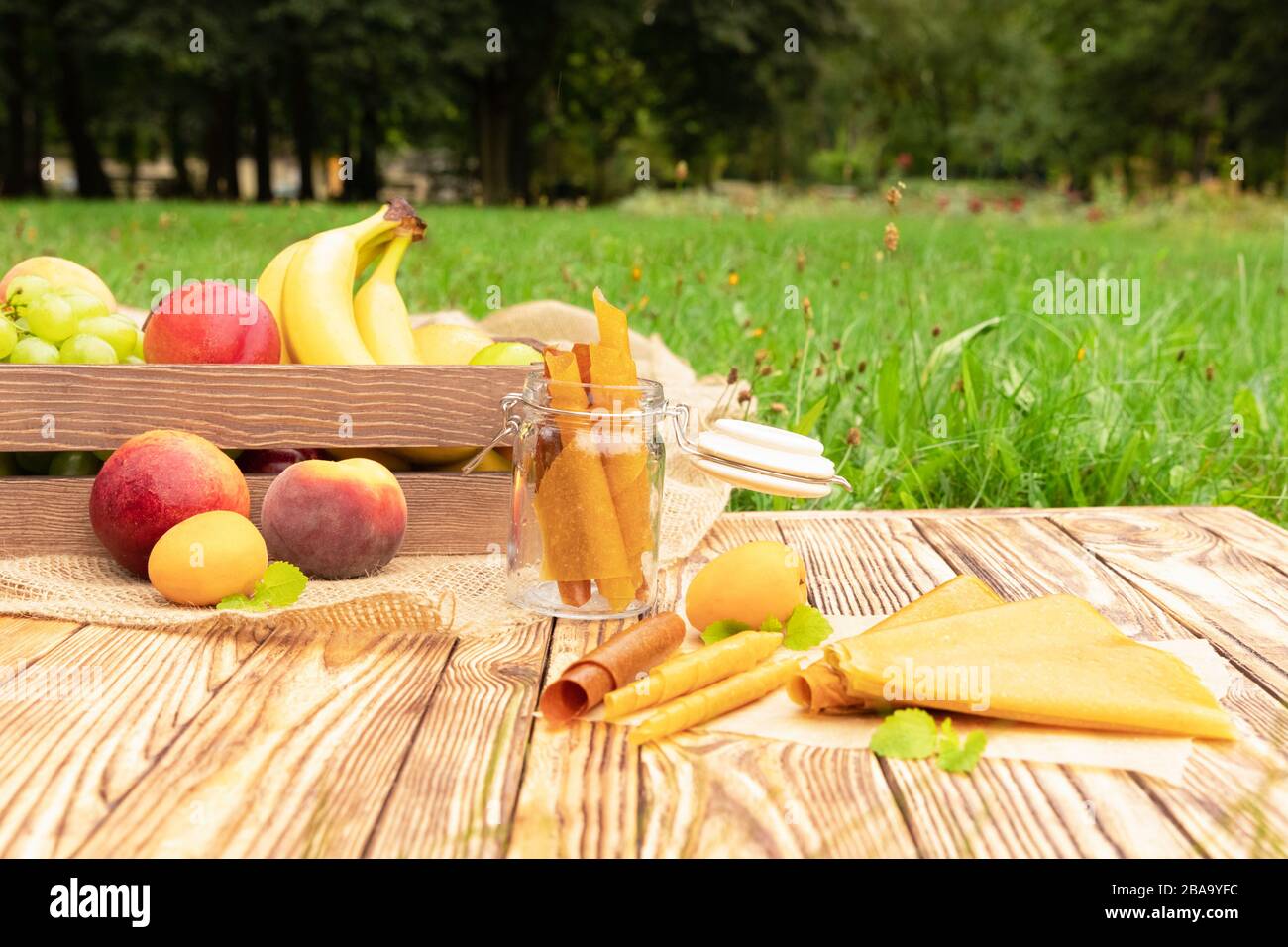 Sweet pureed fruit pastille. Natural sweets from dried berries and ...