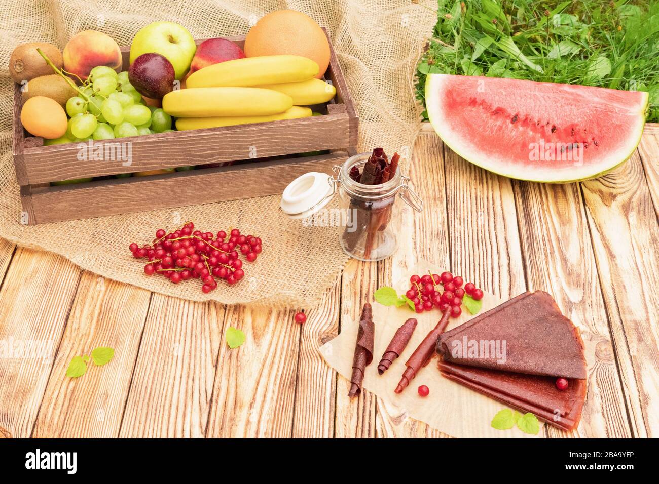 Sweet pureed fruit pastille. Natural sweets from dried berries and ...