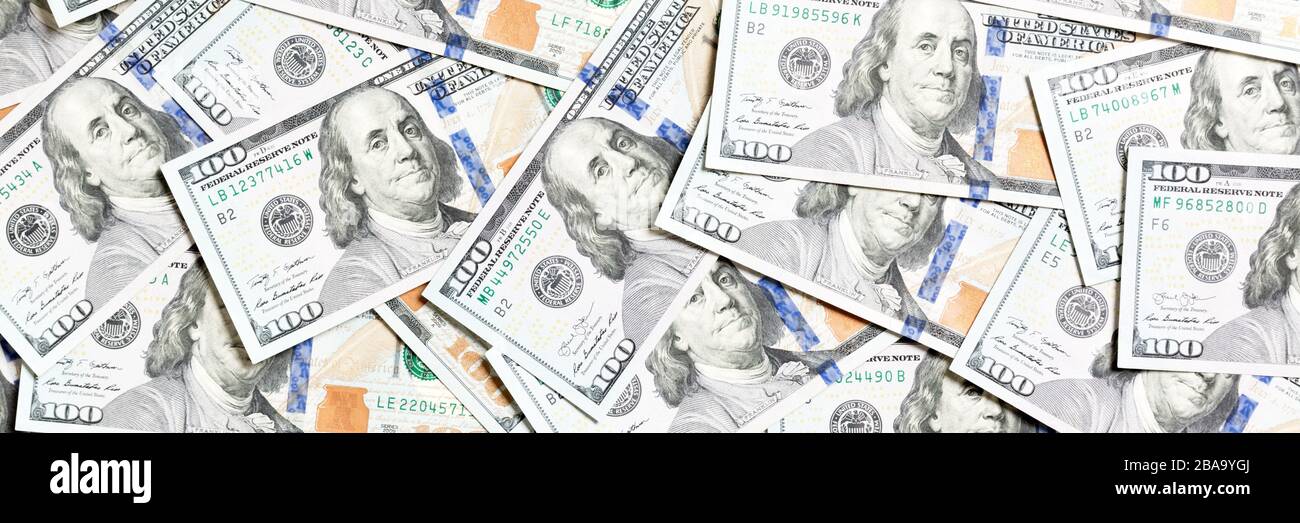Top view of American money background. Pile of dollar cash. Paper ...
