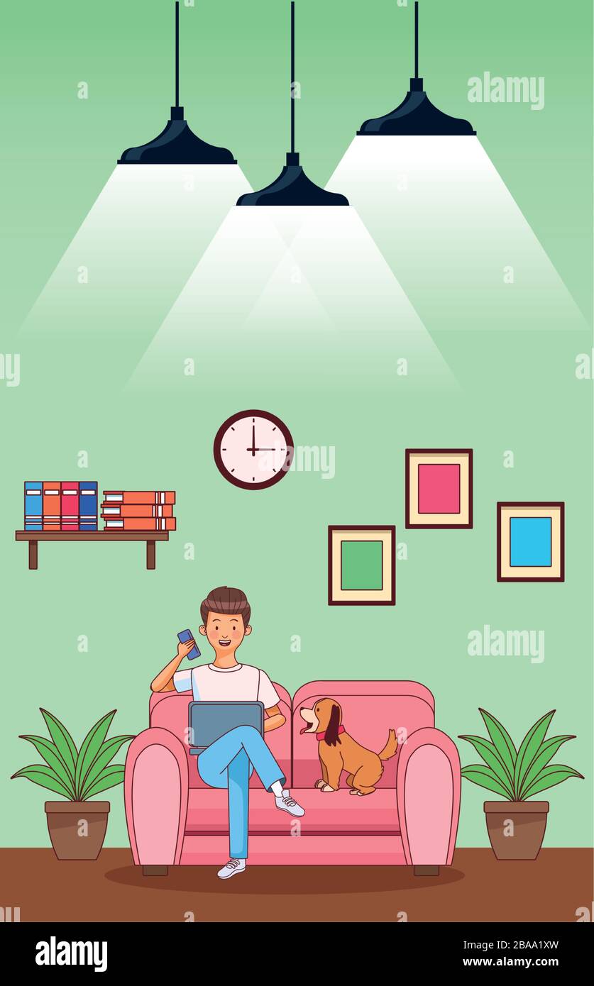 work at home man character Stock Vector Image & Art - Alamy