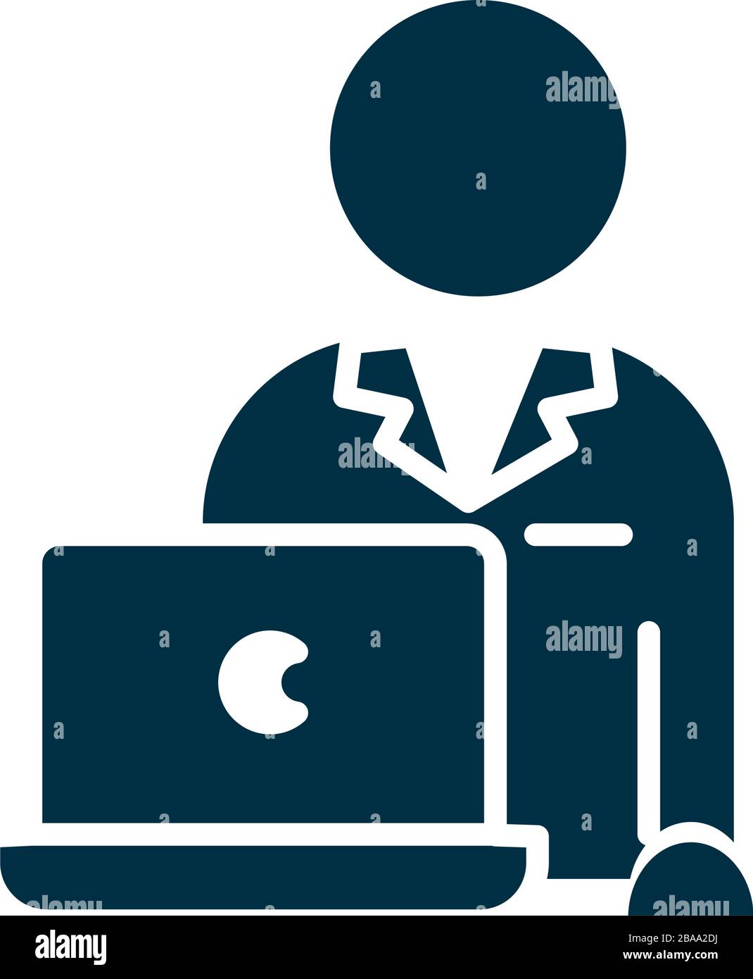 online education concept, avatar teacher with laptop computer icon over ...