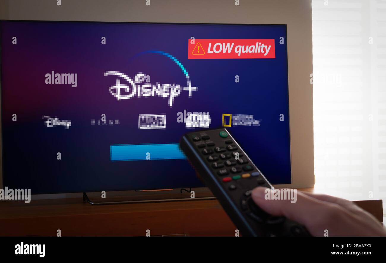 Barcelona, Spain. January 2019: Man holds a remote control With the new ...