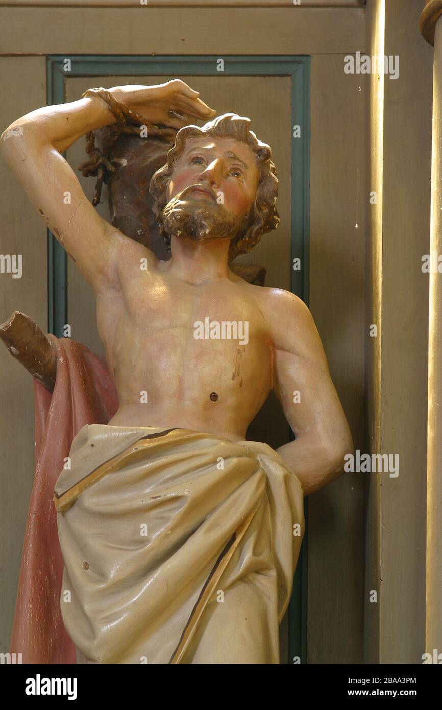 Saint Sebastian, statue on the altar of St. Anthony in the Parish ...