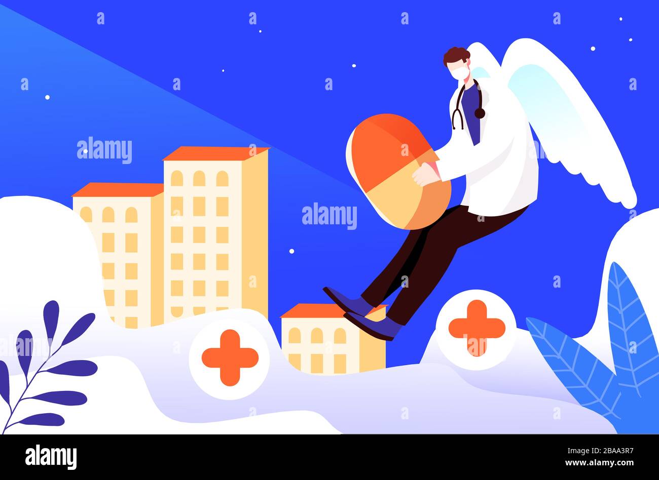 Angel with medicine doctors illustration Stock Photo - Alamy