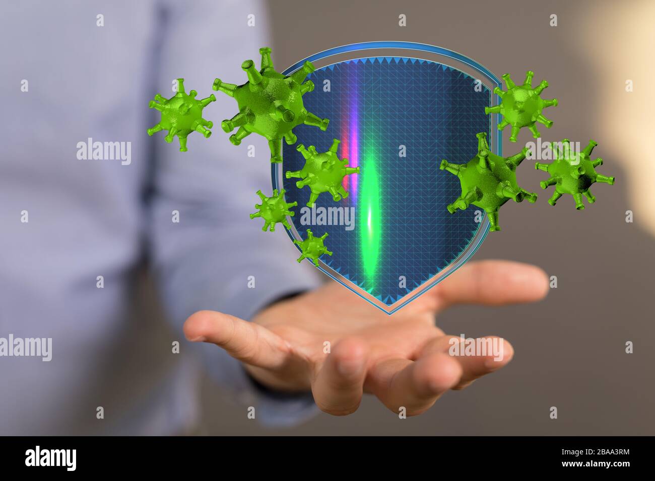 A flu virus attack digital 3d Stock Photo - Alamy