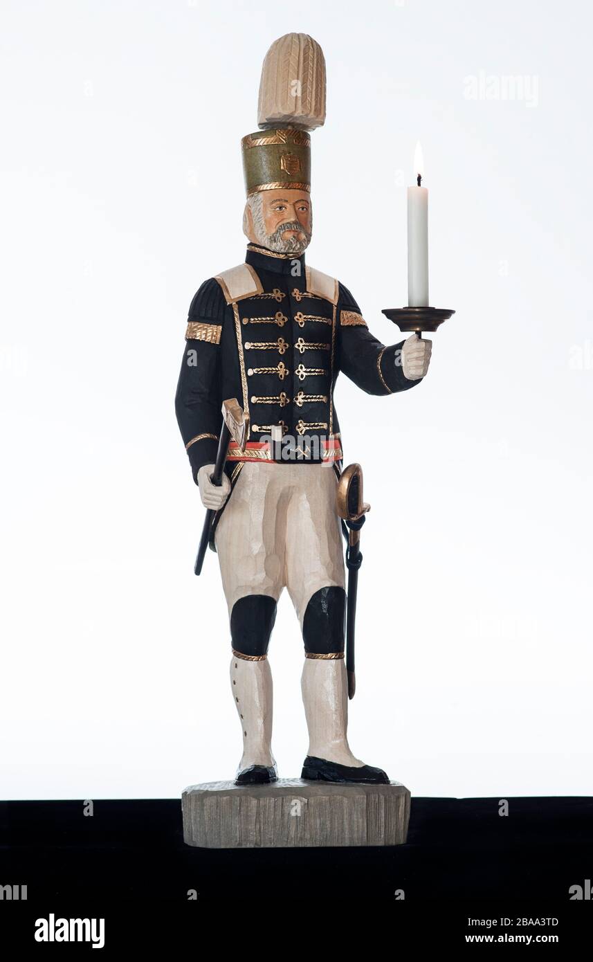 Traditional miner figure carved from linden wood, original Erzgebirge ...