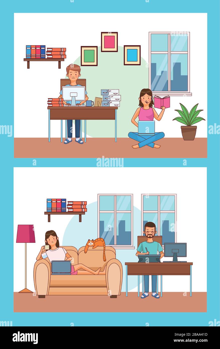 work at home workers characters Stock Vector Image & Art - Alamy